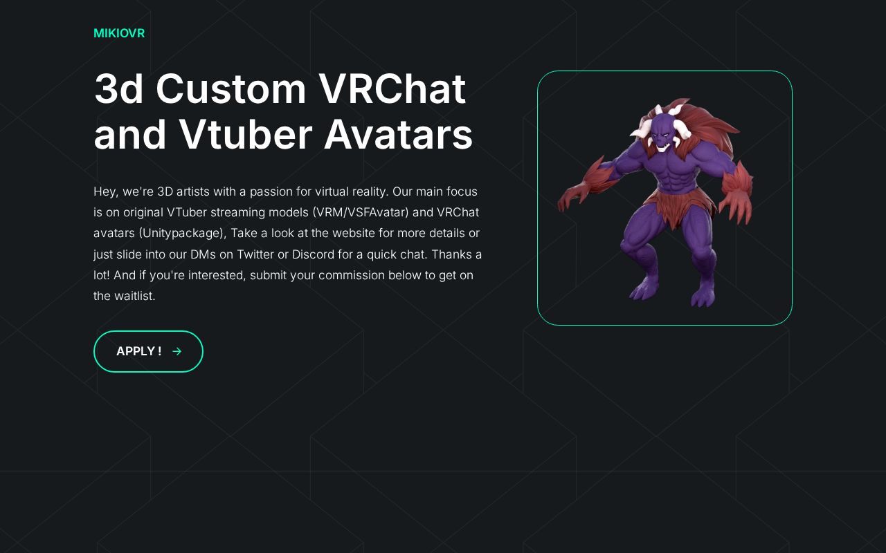 Mikiovr - vrchat and 3d vtuber avatars
